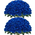 Artificial Roses Blue Silk Flowers With Stems Bulk For Bridal Bouquets ...