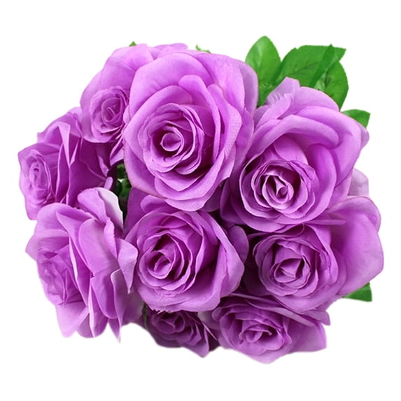Artificial Roses Bouquet 10 Heads – Real Touch Silk Flowers for Wedding ...