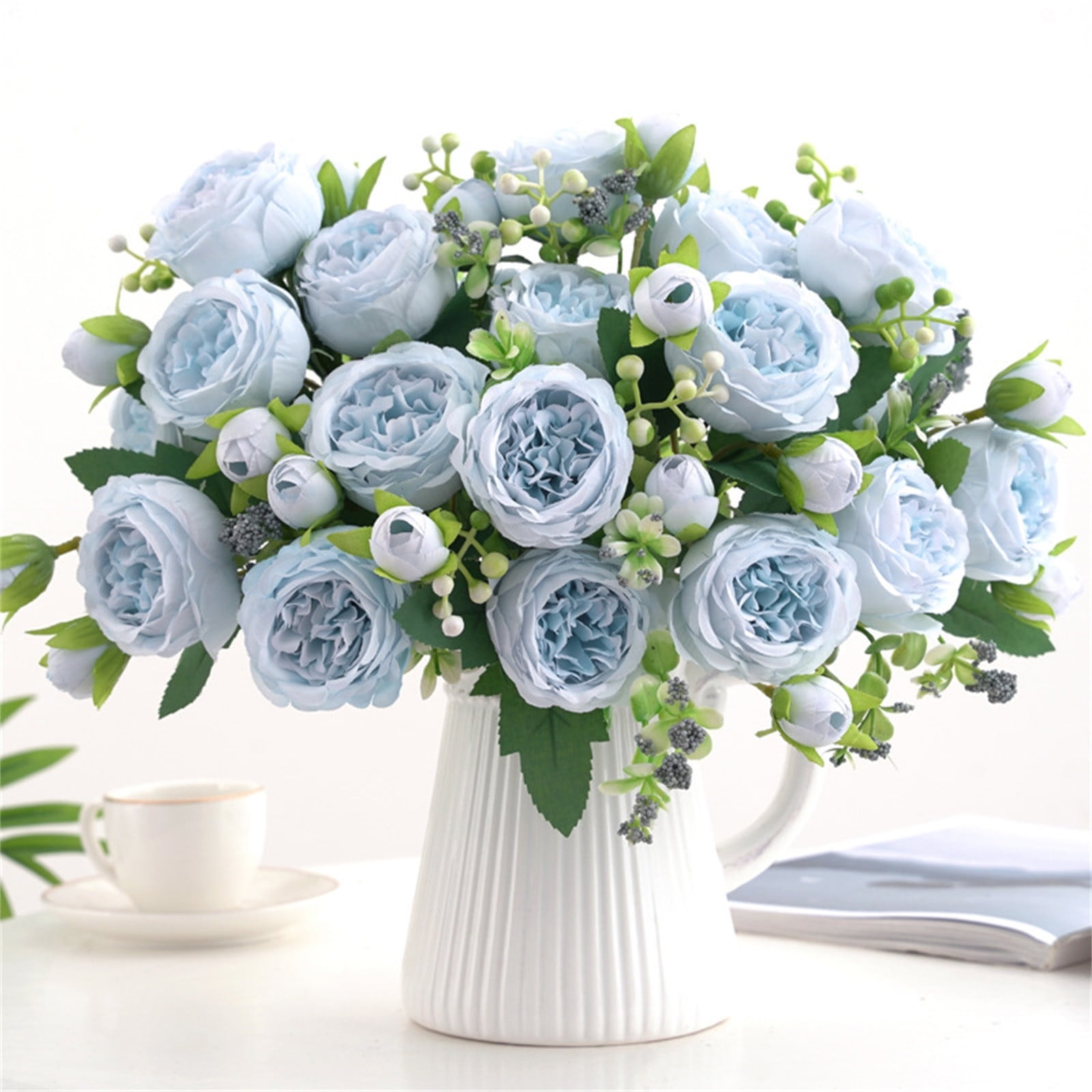 Artificial Roses Bouquet - Real Touch Silk Flowers for Weddings, Home ...