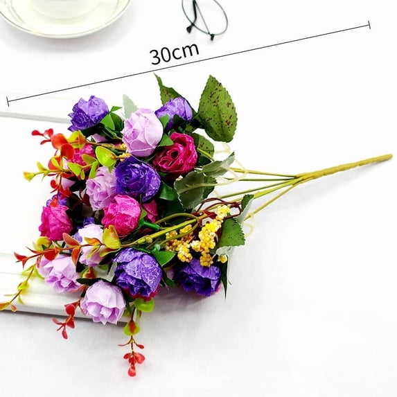 Artificial Roses Bouquet - Silk Flowers Lifelike Home Decor for Living ...