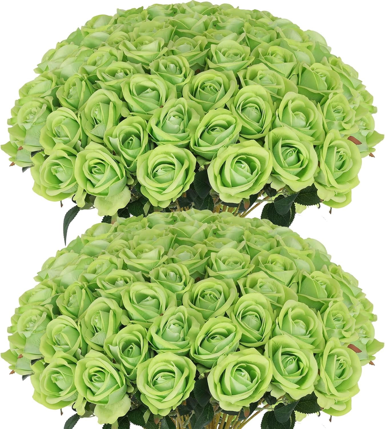 Artificial Roses in Bulk, Fake Silk Roses Realistic Green Roses for ...