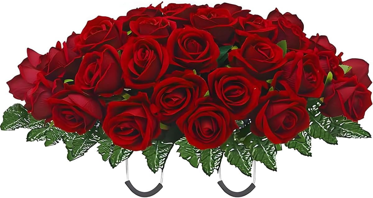 Artificial Roses Cemetery Flowers Outdoor Grave Decorations Saddle ...