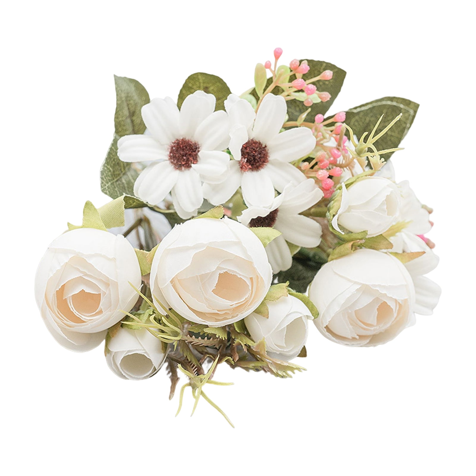 Artificial Roses Fake Peonies Silk Flowers Plastic Grasses Bouquets for ...