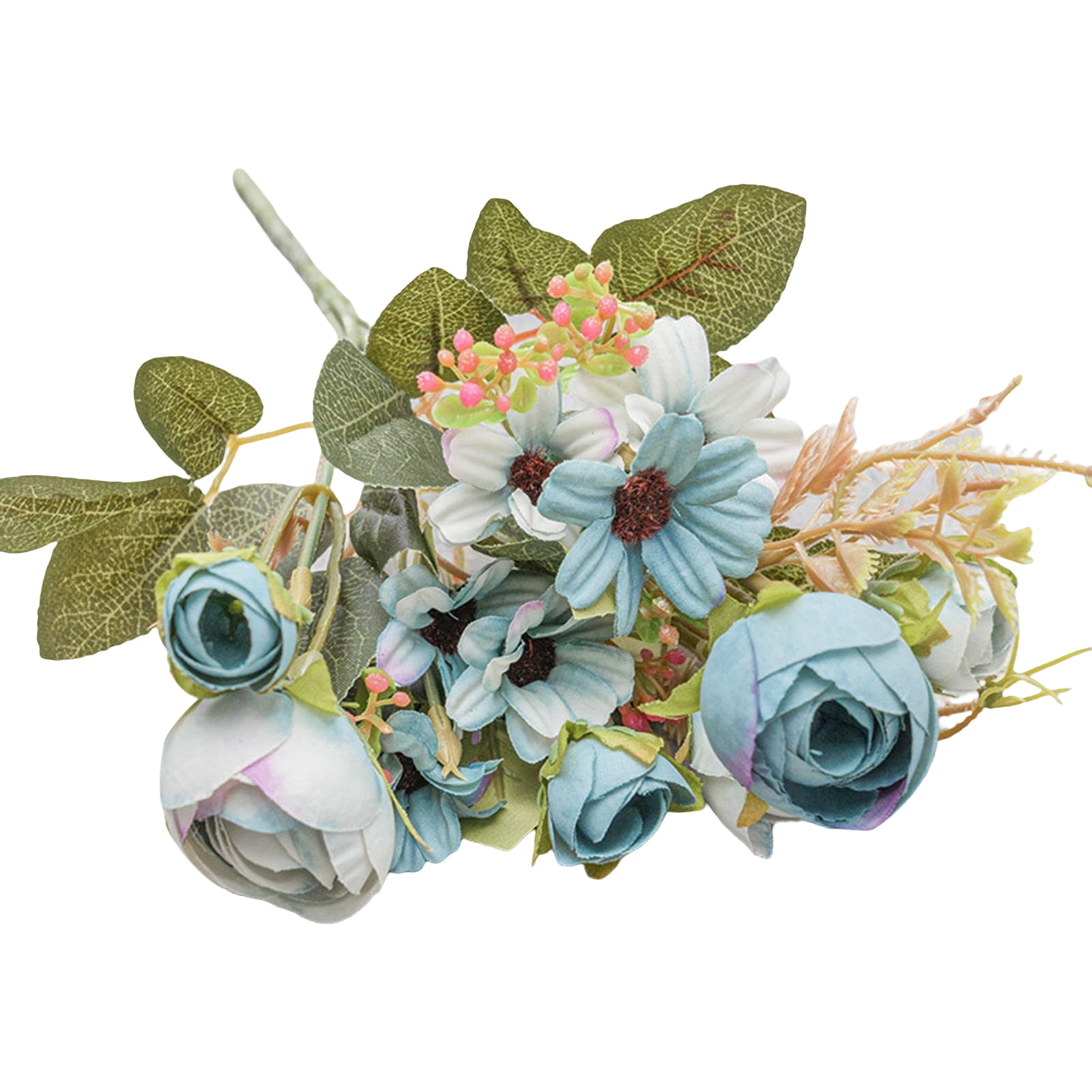 Artificial Roses Fake Peonies Silk Flowers Plastic Grasses Bouquets for ...