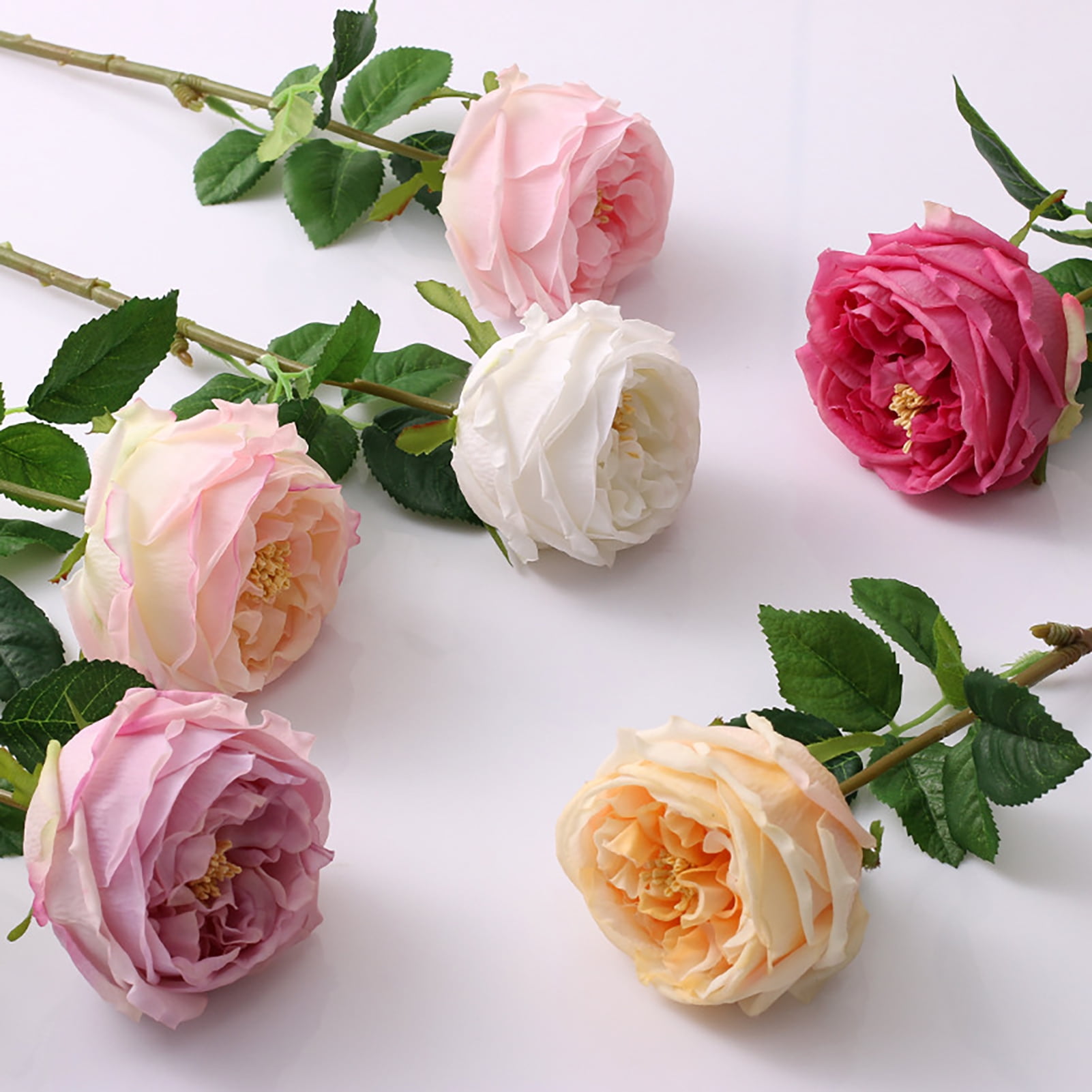 Artificial Roses Flowers 18" Single Stem Realistic Silk Floral Glorious ...
