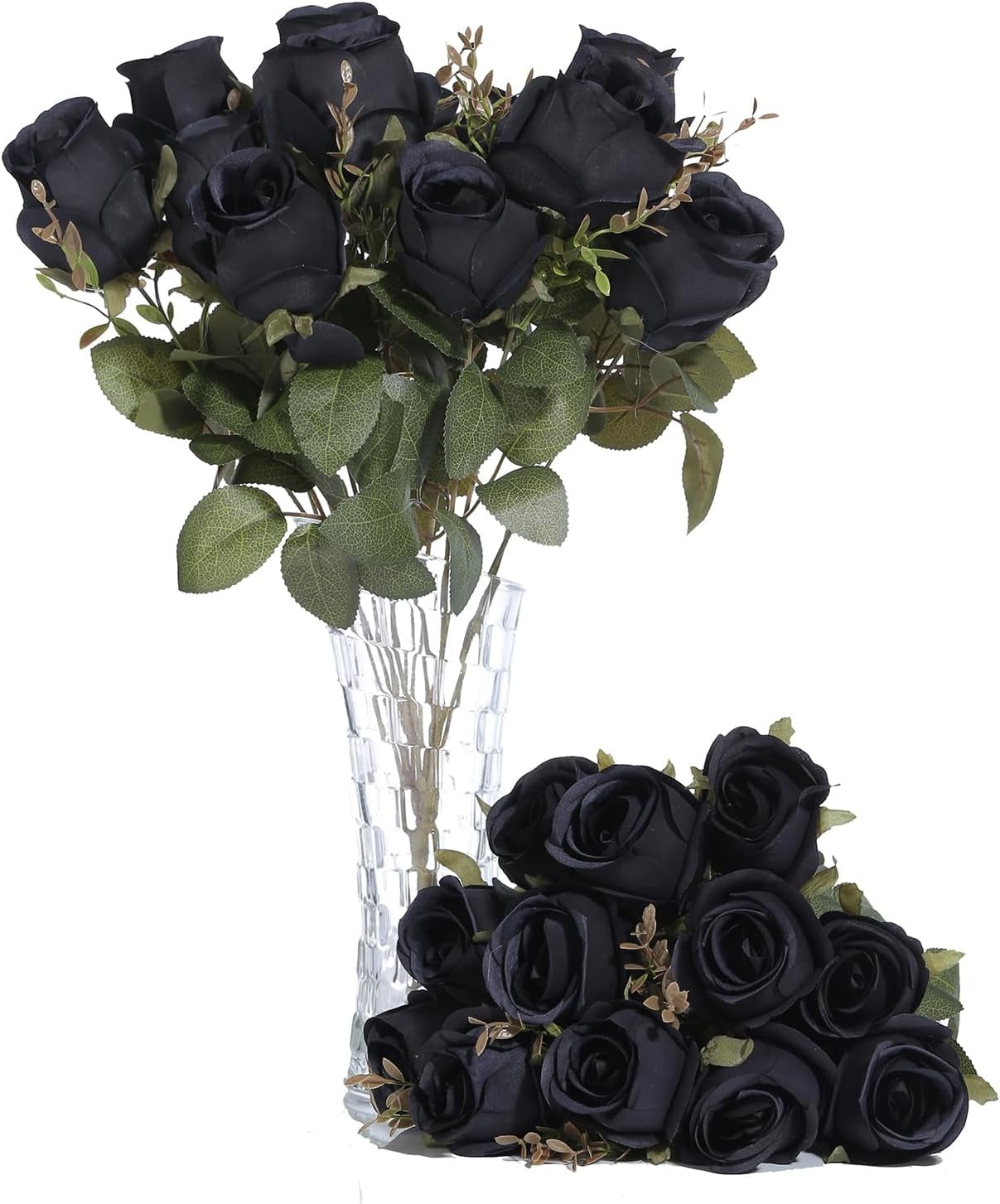 Artificial Roses Flowers Fake Silk Rose Bouquet 12 Heads 2 Packs of ...