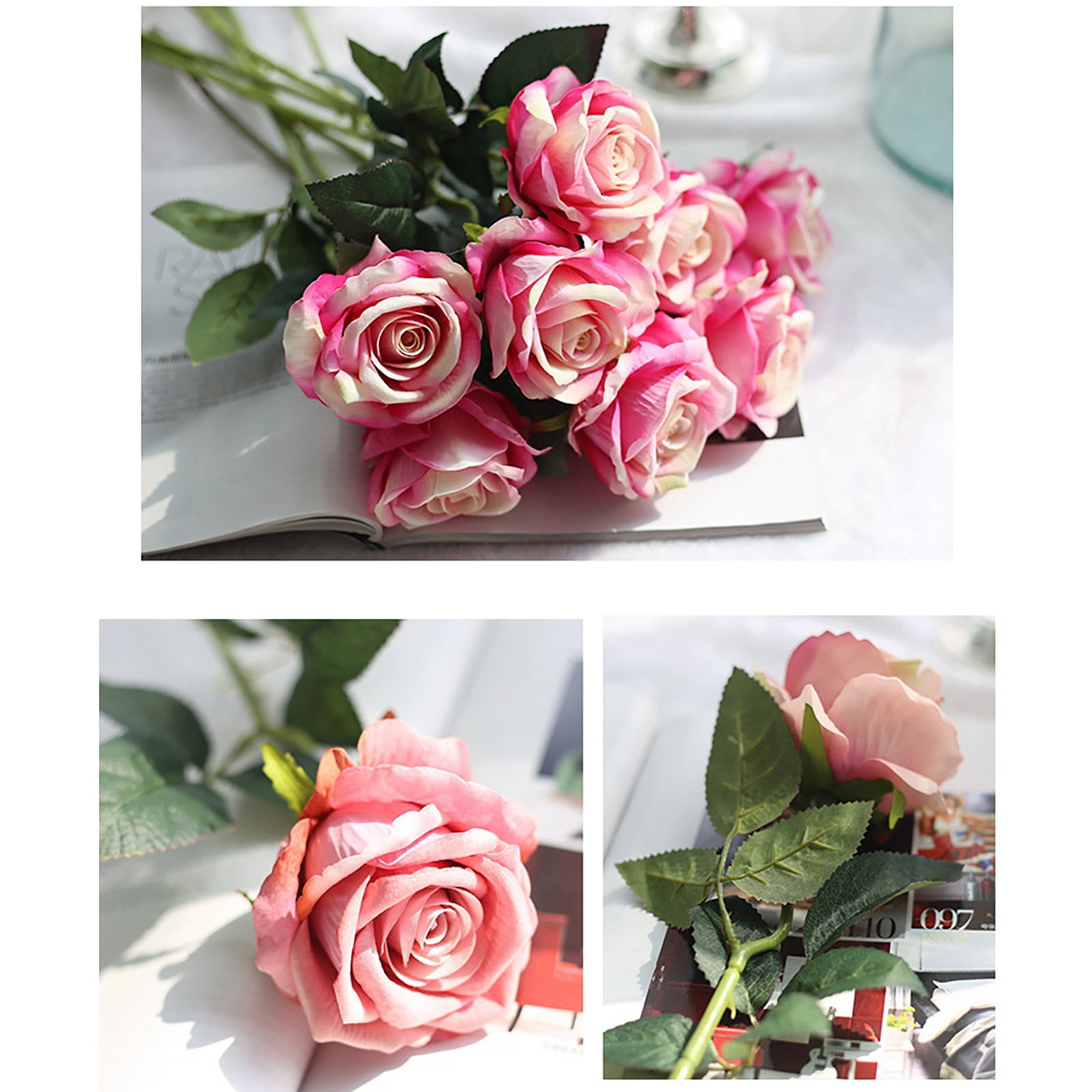 Artificial Roses Sale Items! Artificial Roses (3Pcs) Light Pink,Weight ...