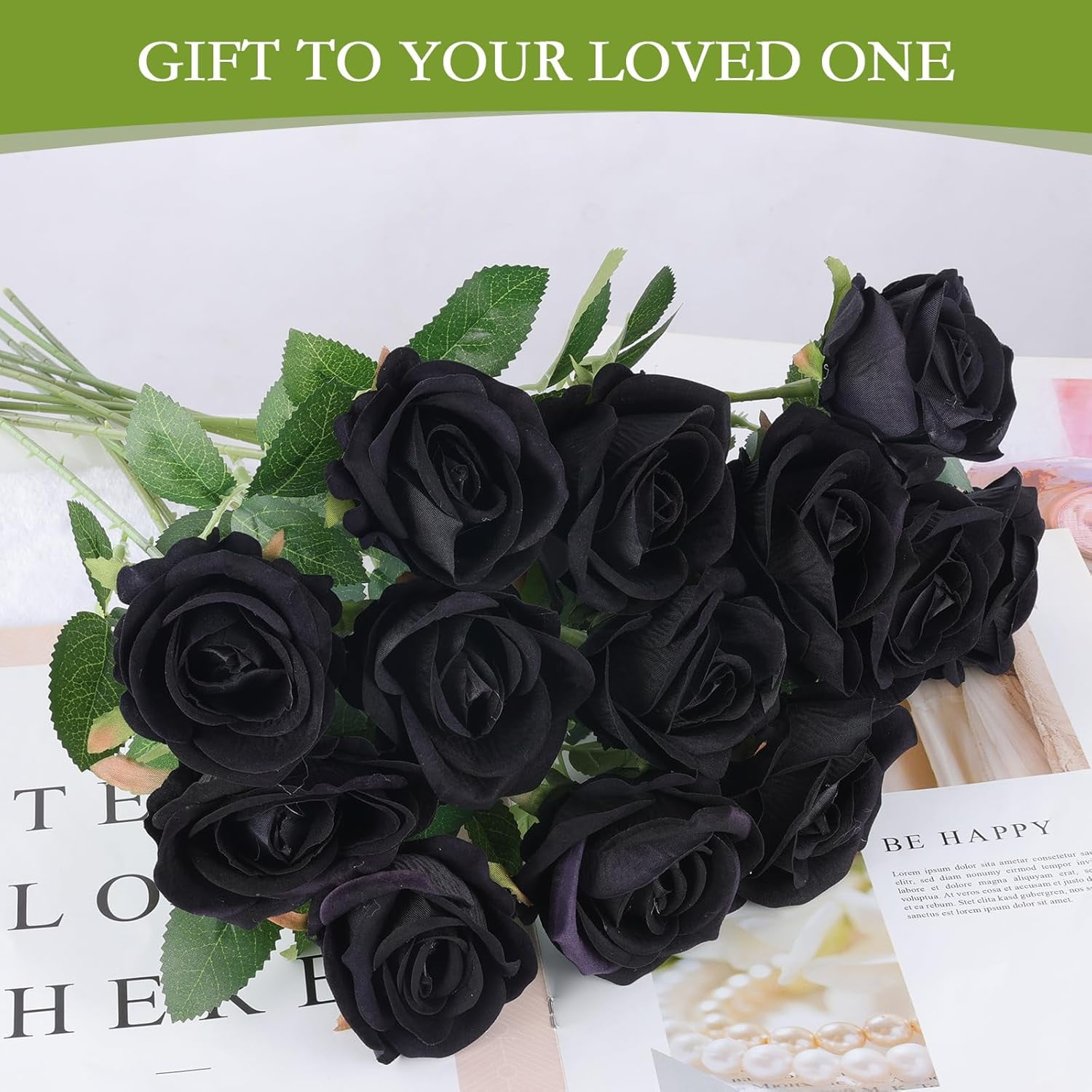 Artificial Roses in Bulk, Fake Silk Roses Realistic Black Roses for ...