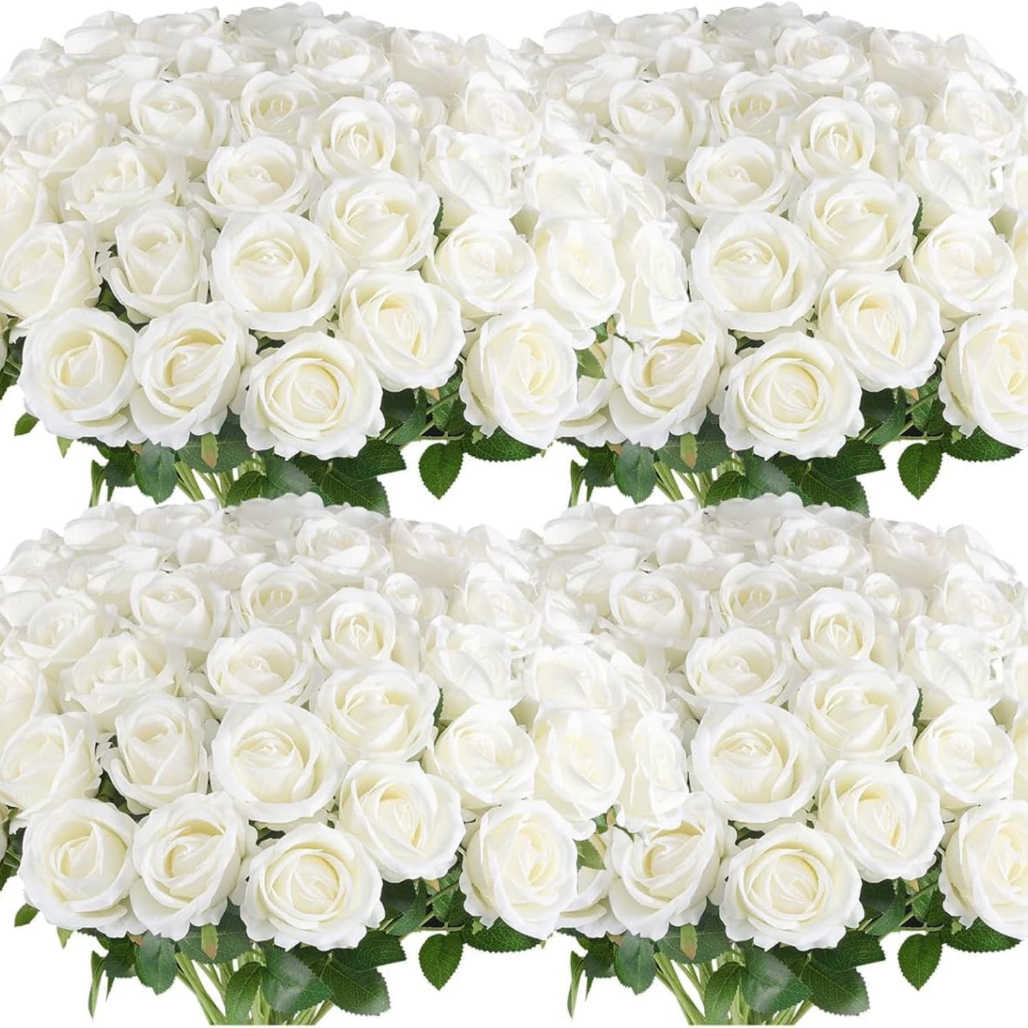 Artificial Roses in Bulk, Fake Silk White Roses Realistic Roses for ...