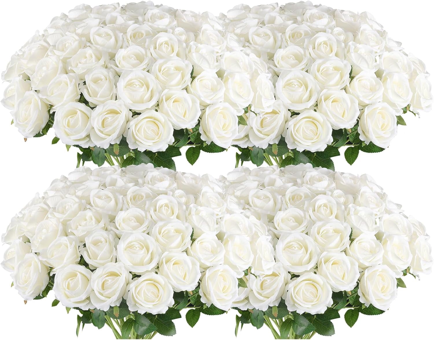 Artificial Roses in Bulk, Fake Velvet Silk White Roses Realistic White ...