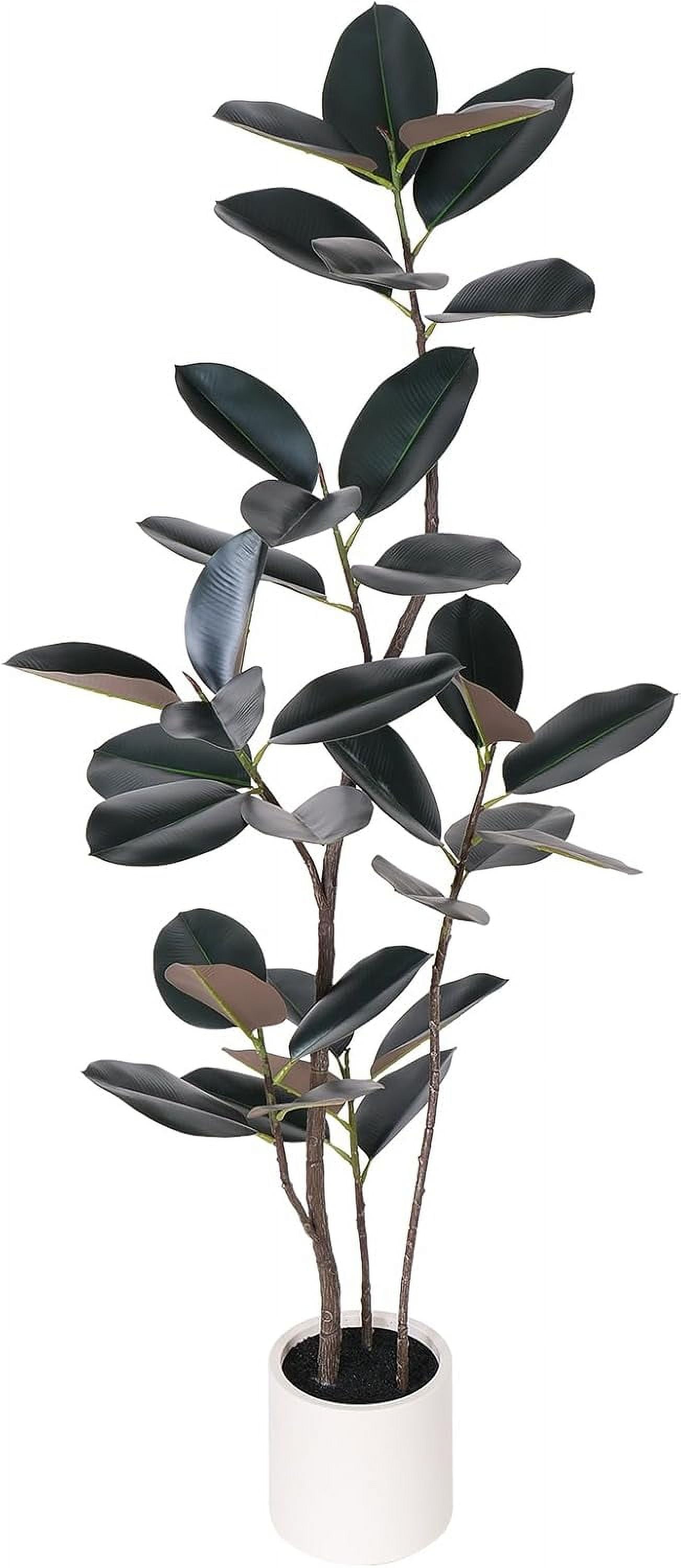 Artificial Rubber Tree - 6 FT Tall Fake Tree with Pot - Large ...