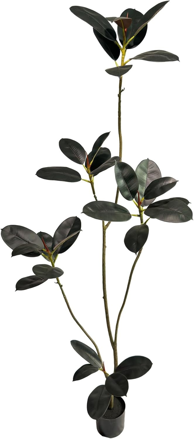 Rubber Tree,6ft Tall Fake Plants Artificial Rubber Plants for Indoor ...