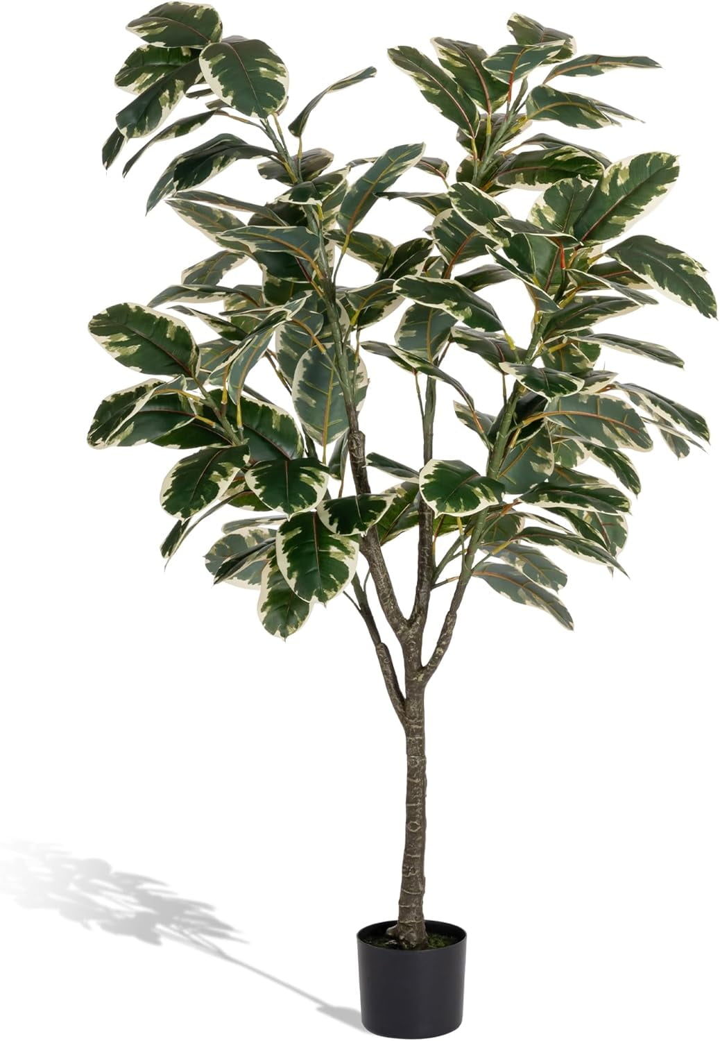 Artificial Rubber Tree Plant 5.3ft Tall Faux Tree with Pot Fake ...