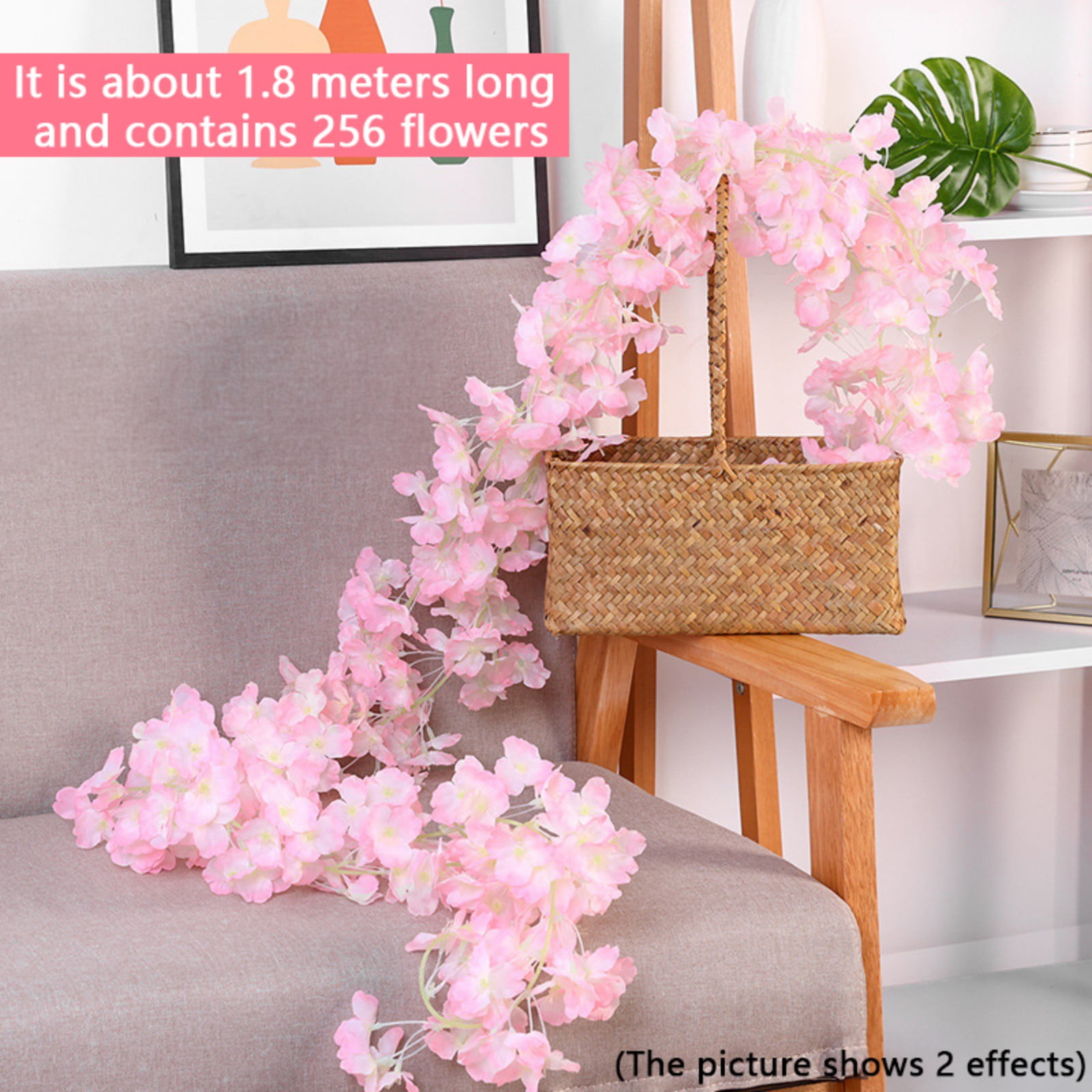 Artificial Sakura Flowers Vine Wedding Garden Rose Home Christmas Wall ...