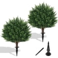 Artificial Set of 2 Cedar Topiary Ball Trees 23" for Outdoors with ...