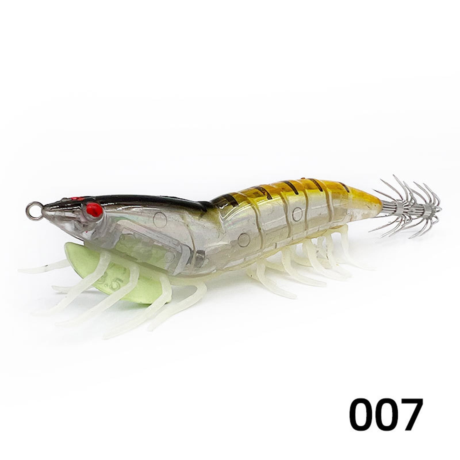 Artificial Shrimp With Rings Bead Cuttlefish Hook Glow Squid Jigs Glow ...