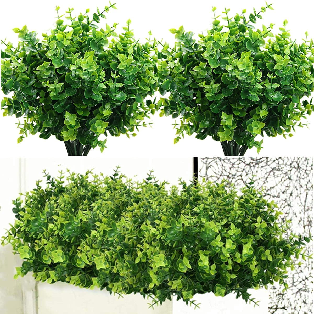Artificial Shrub, Fake Bush Simulation Eucalyptus Grass Greenery Leaves ...