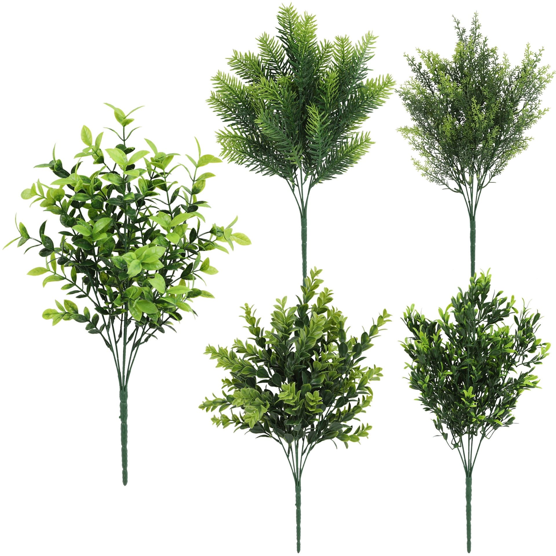 Artificial Shrubs, Persian Fern Leaves Plastic Plants Greenery Grass ...