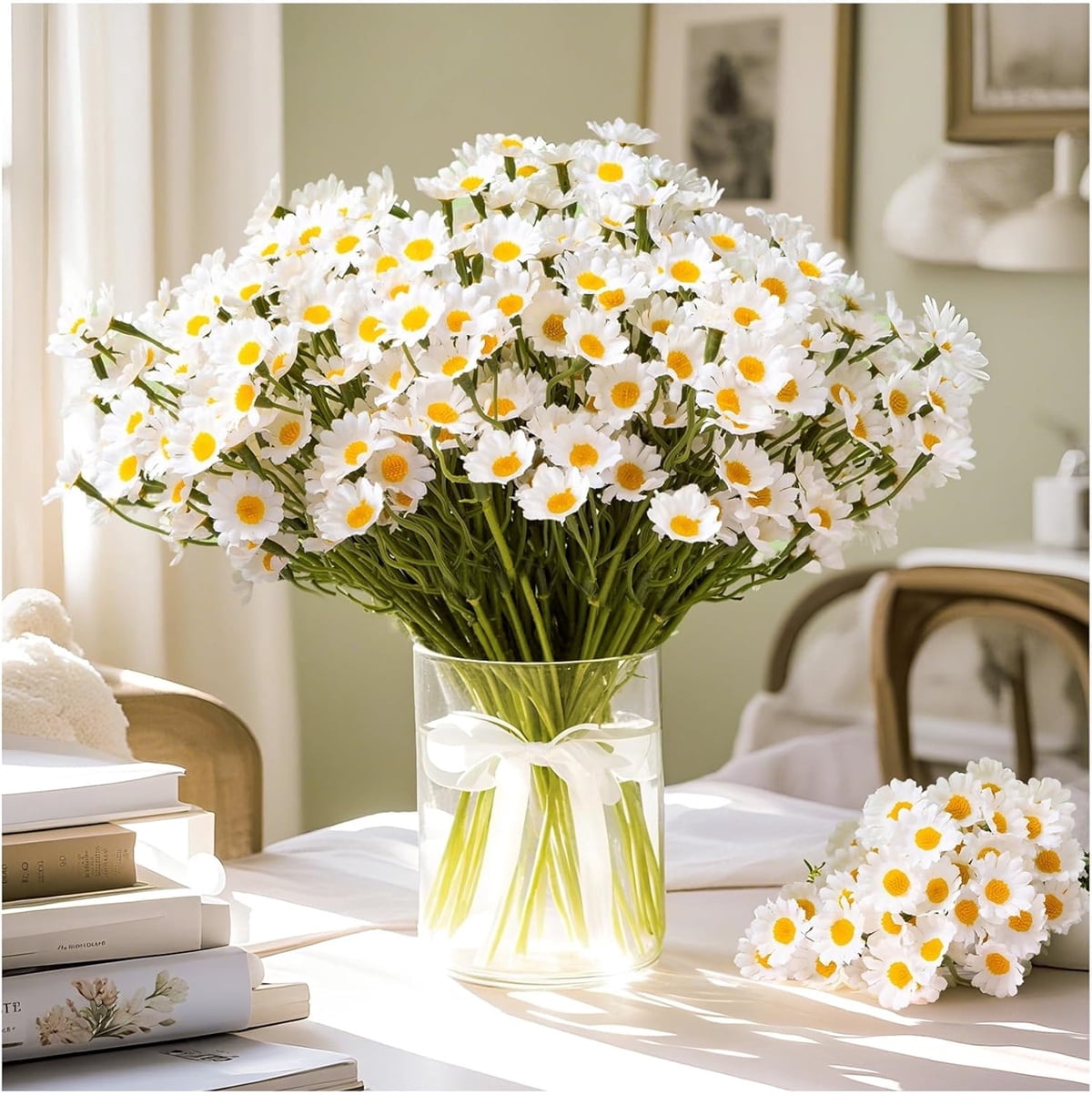 Artificial Silk Daisy,18Pcs White Artificial Daisy Flowers,QZS Fake ...