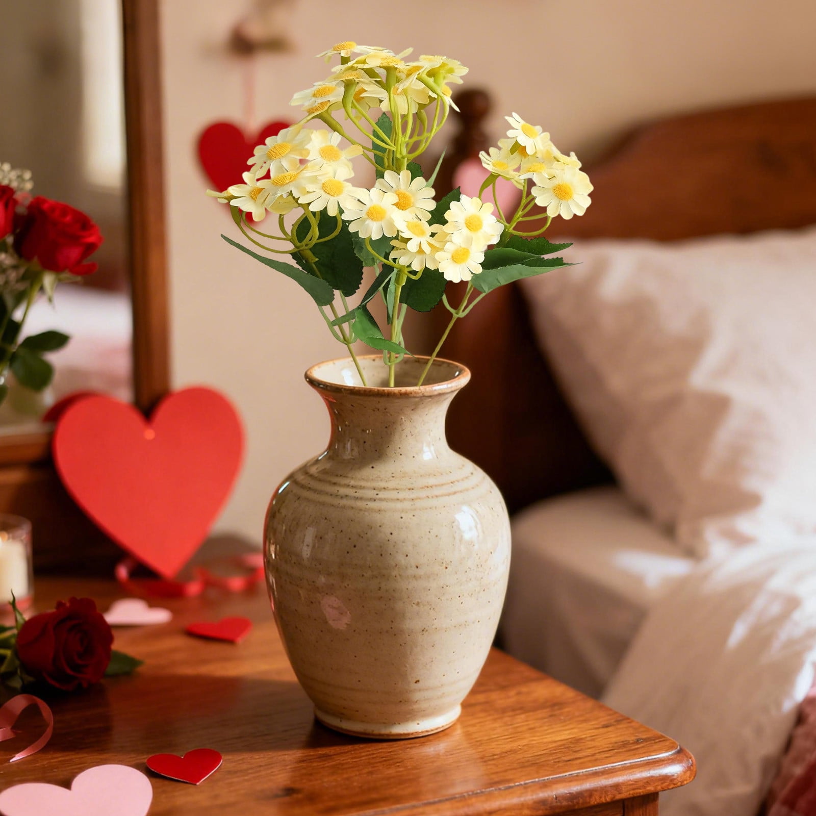 Artificial Silk Flower Bouquet | Pink Red Yellow Roses | 33cm Tall ...