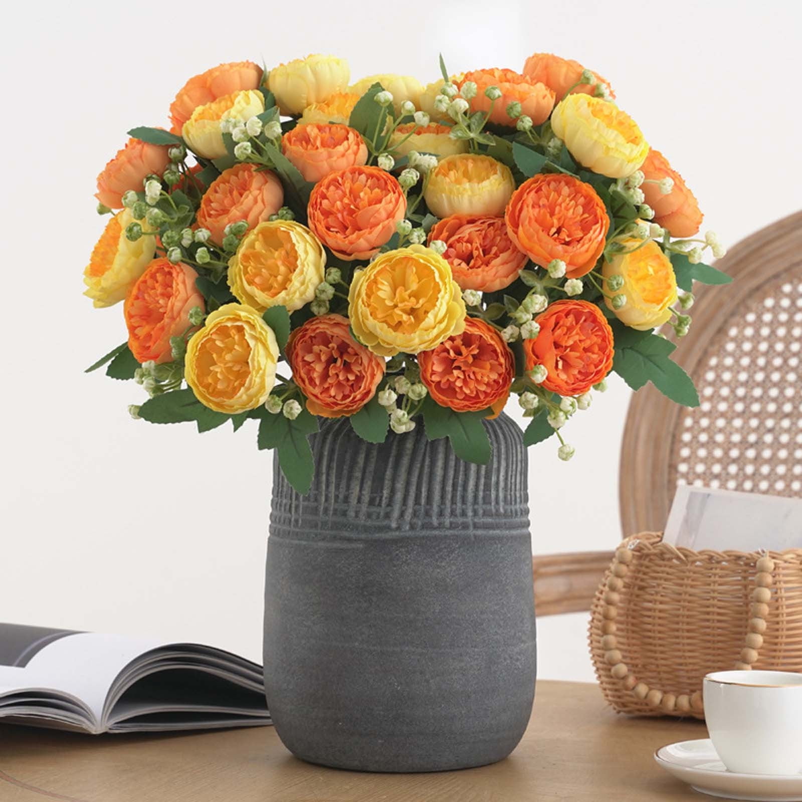 Artificial Silk Flower Bouquet | Realistic Handheld Floral Arrangement ...