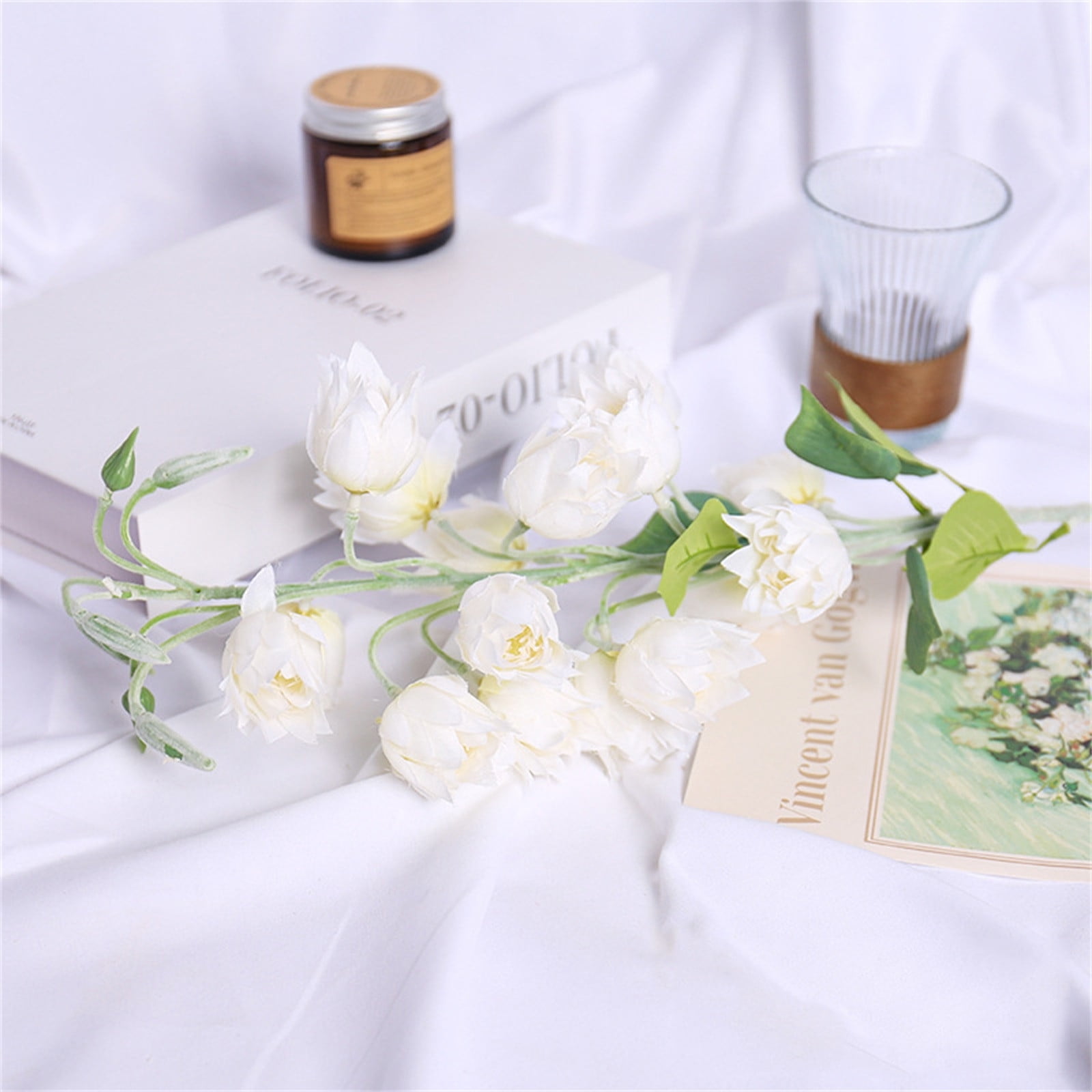 Artificial Silk Flowers Bouquet with Stems, Realistic Fake Roses for ...