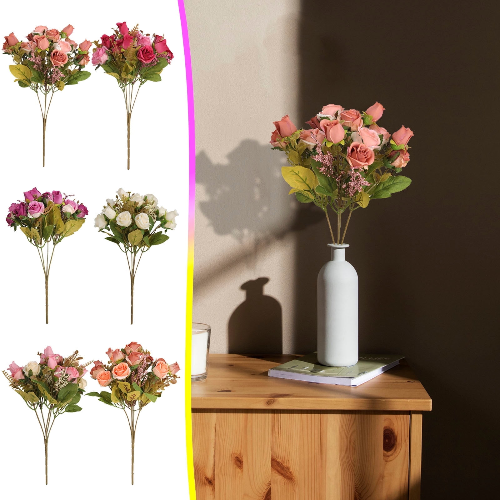 Artificial Silk Flowers, Wedding Valentines Bouquet Bridal Decor, Fake ...