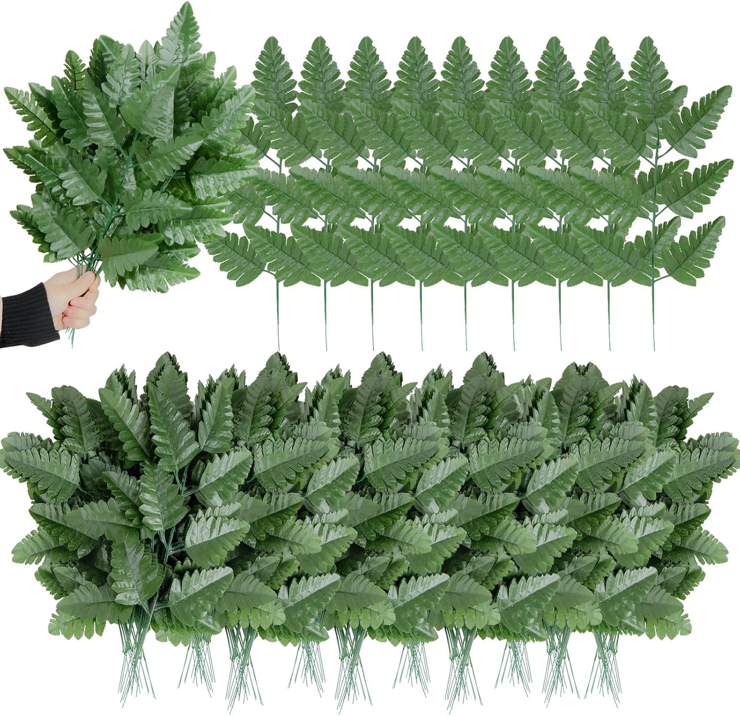 Artificial Silk Leaf Fern - Artificial Fern Leaves Stem Faux Greenery ...