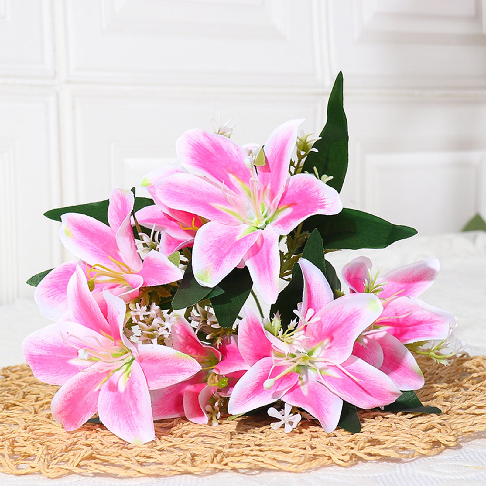 Artificial Silk Lilies Bouquet | Realistic Fake Flowers for Home Decor ...