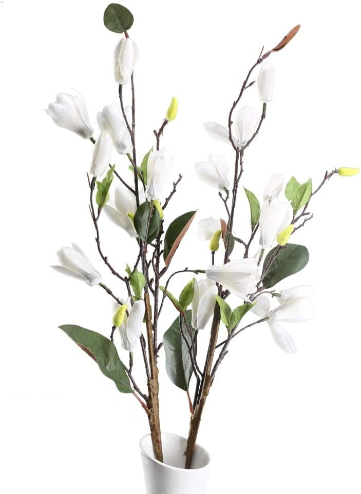 Artificial Silk Magnolia Flowers Real Touch Fake Floral Branches Home ...