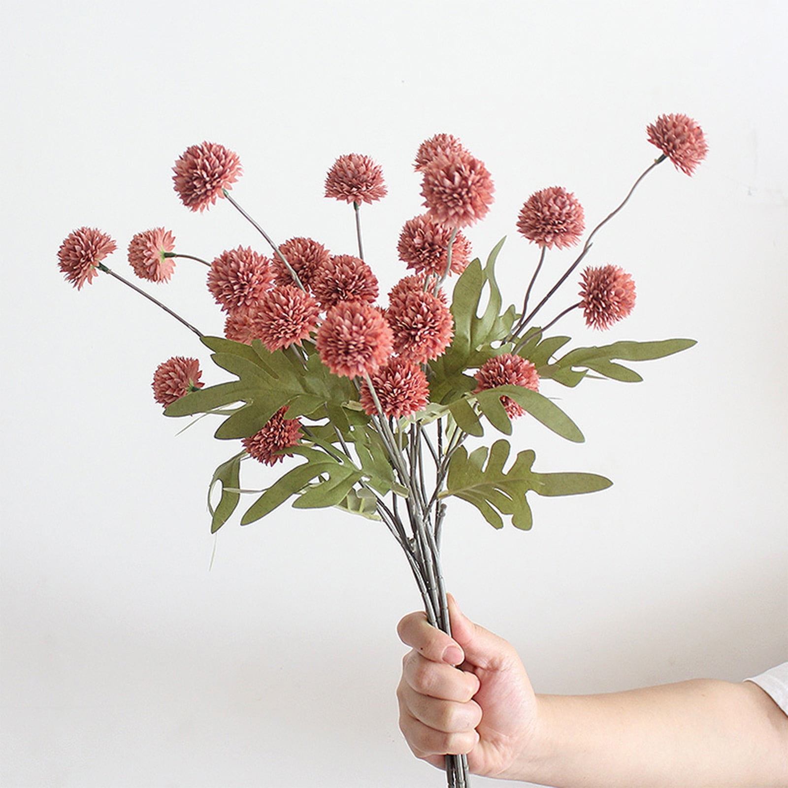 Artificial Silk Pompon Mum Long Stem Flowers, 13 Inch Bulk Faux Mini ...