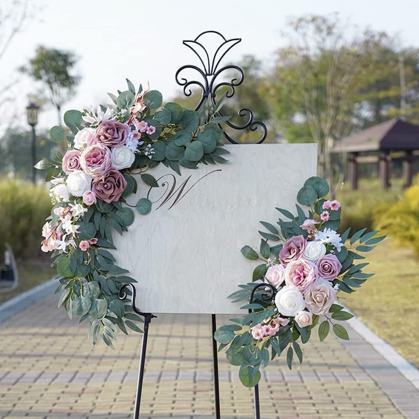 Artificial Silk Rose Bouquet Chair Back Flowers Wedding Table ...