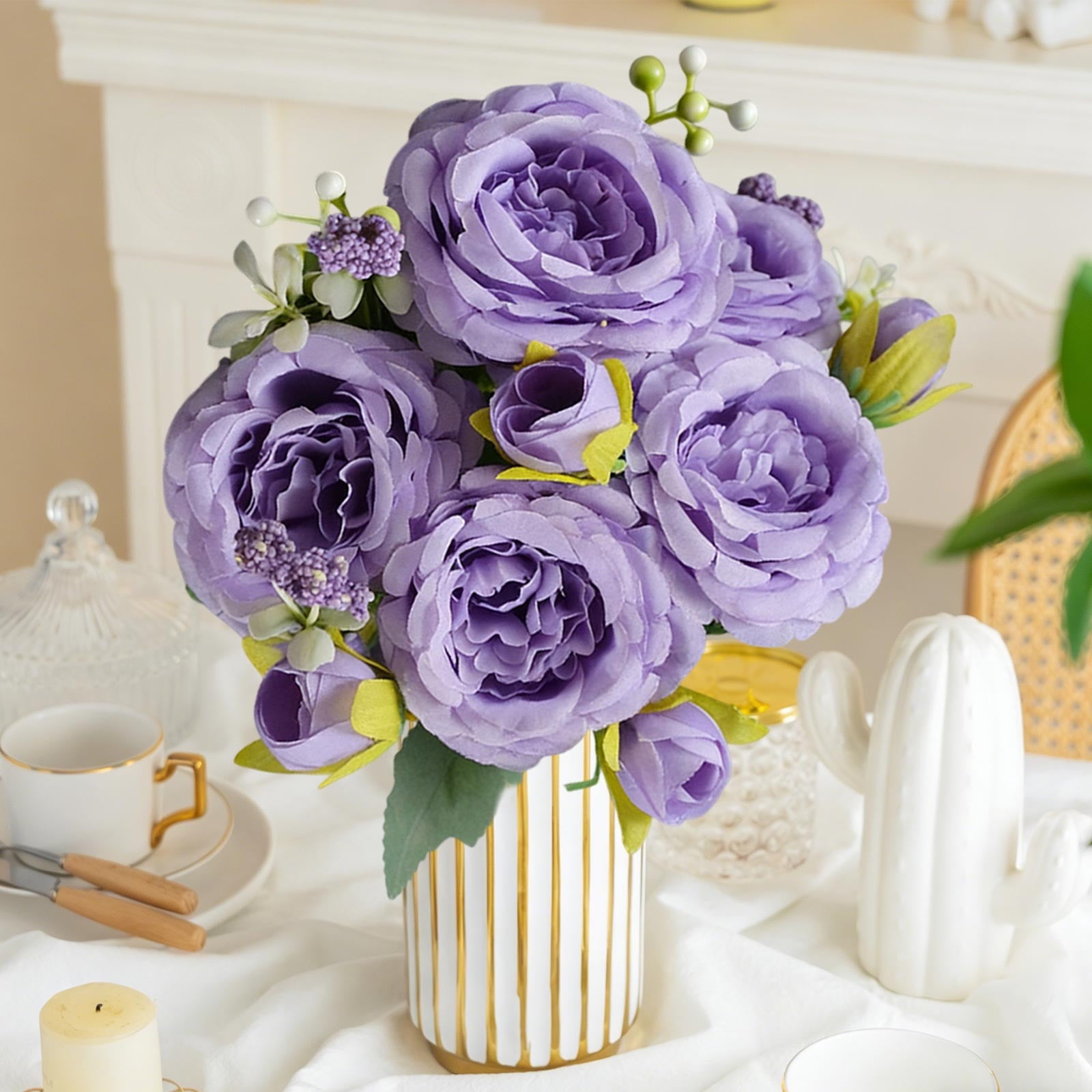 Artificial Silk Rose Bouquet, Realistic Fake Flowers for Wedding and ...