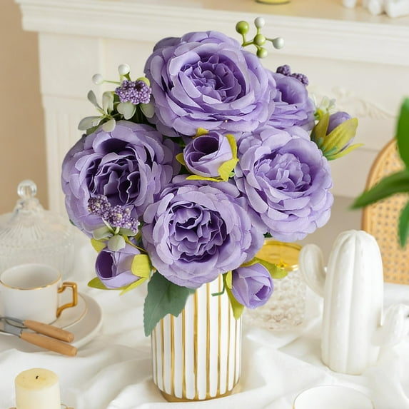 Artificial Silk Rose Bouquet, Realistic Fake Flowers for Wedding and ...