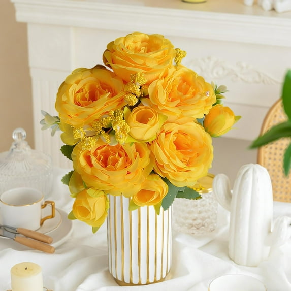 Artificial Silk Rose Bouquet, Realistic Fake Flowers for Wedding and ...