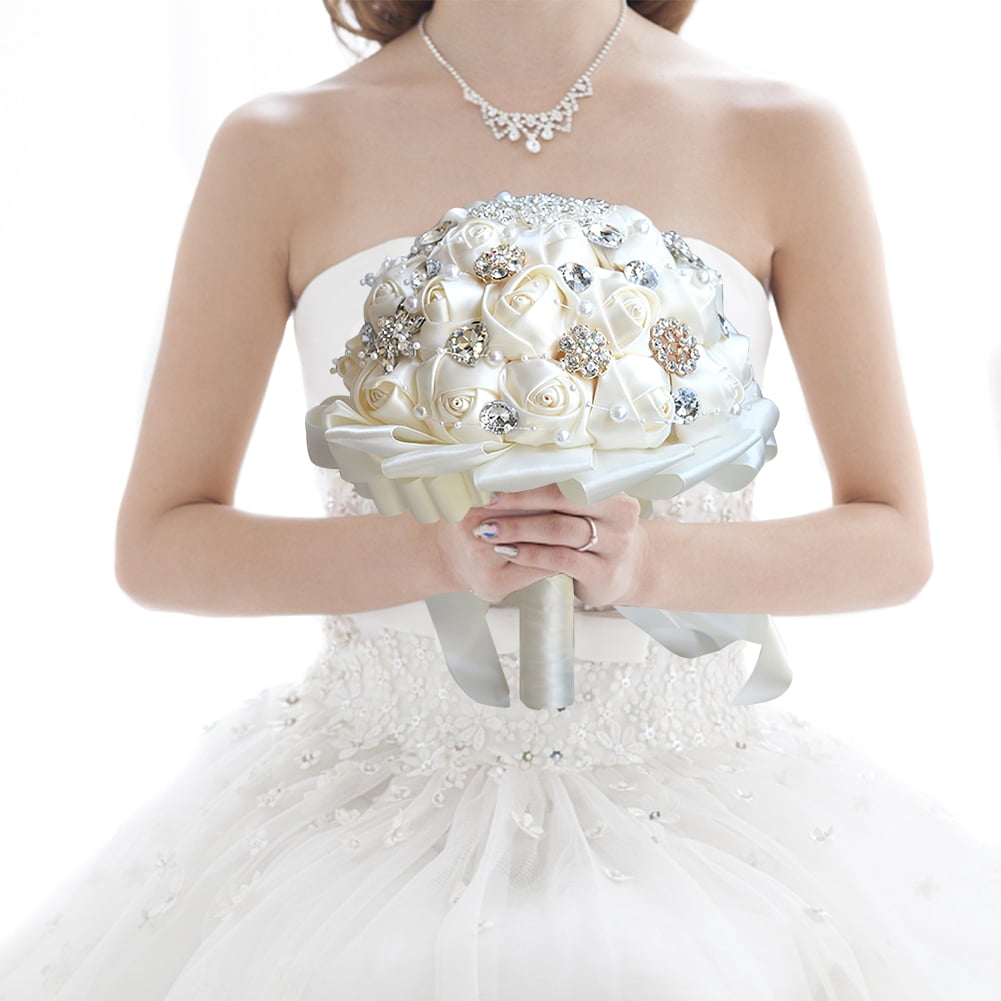 Artificial Silk Rose Wedding Bouquet Bridesmaid Holding Flowers Wedding ...