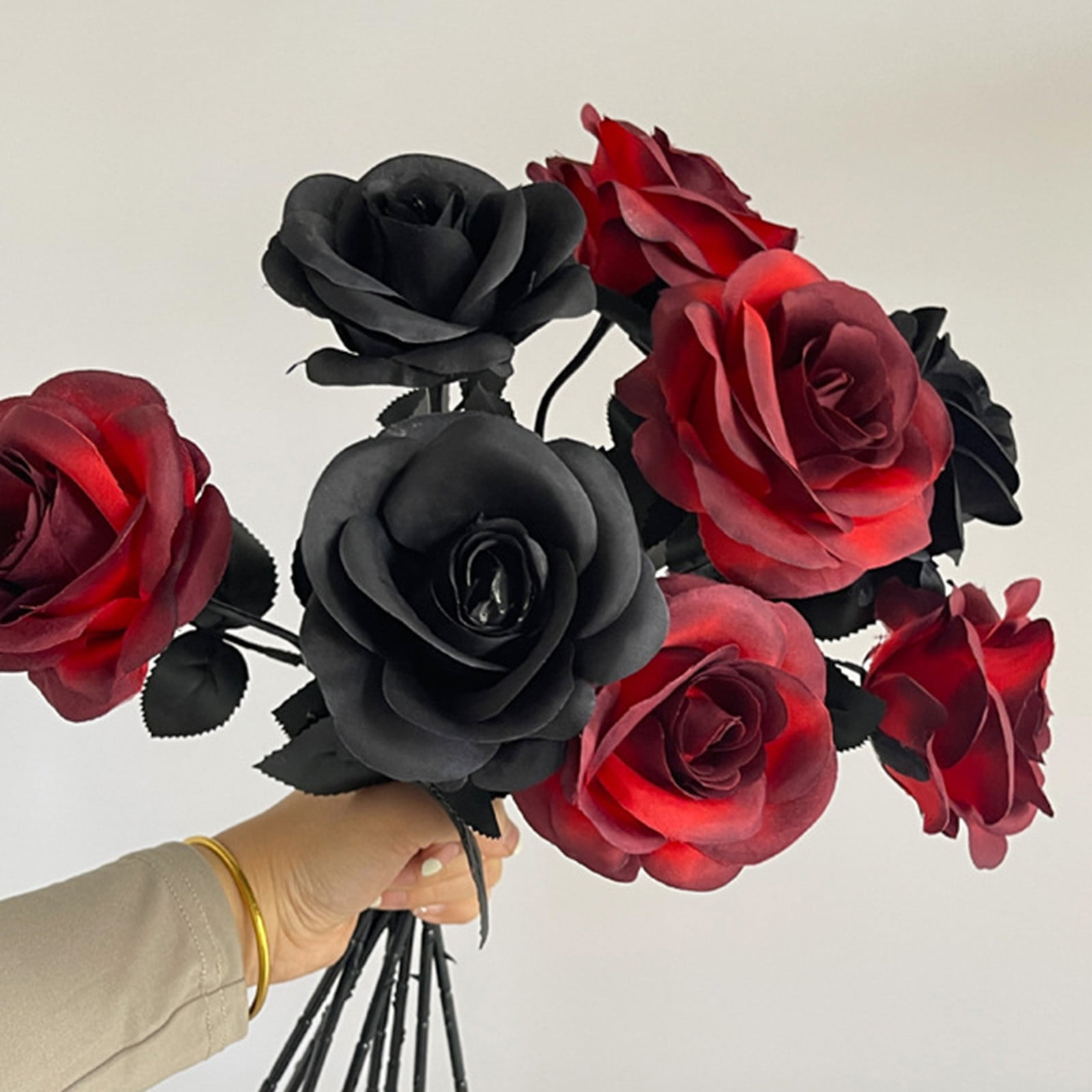 Artificial Silk Roses Bouquet -1Pc Faux Red Roses Bundles Fake Flowers ...