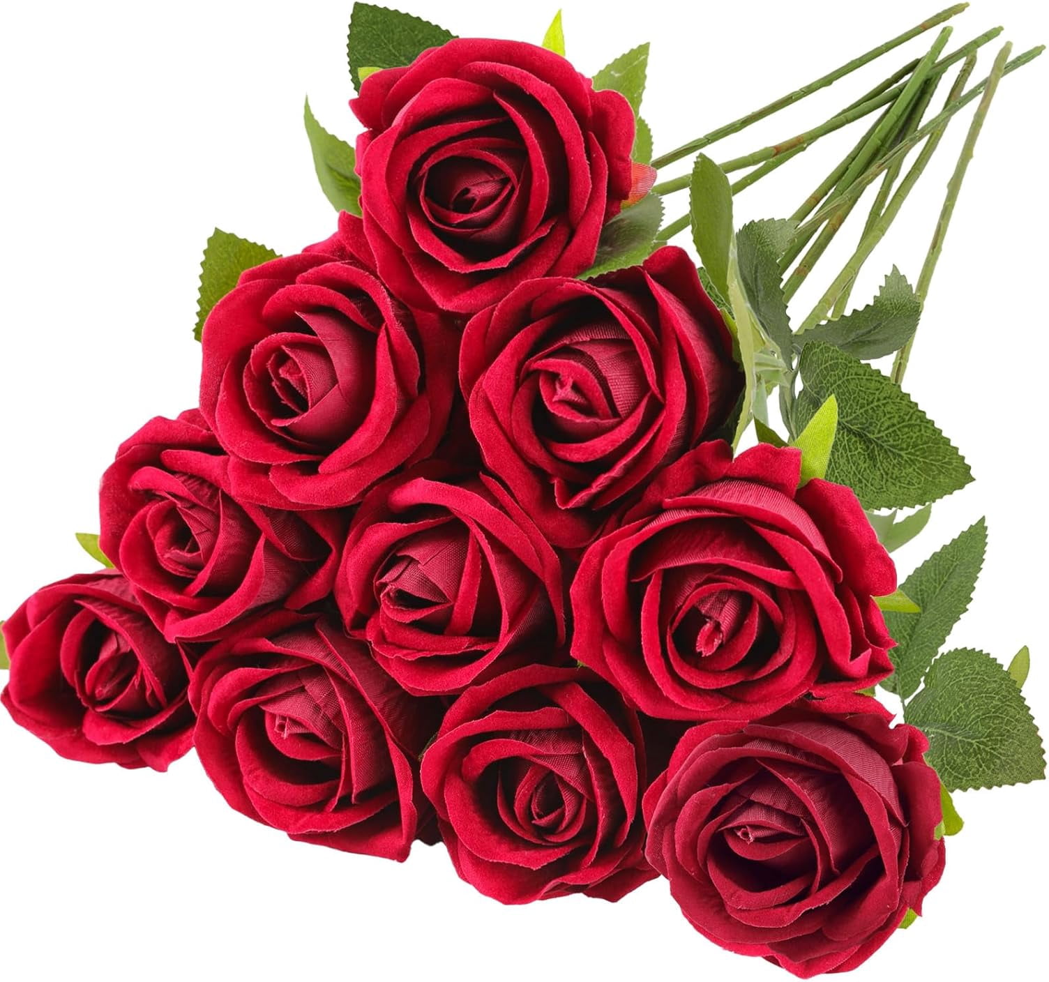 Artificial Silk Roses Flowers with Long Stem, 10pcs Realistic Roses for ...