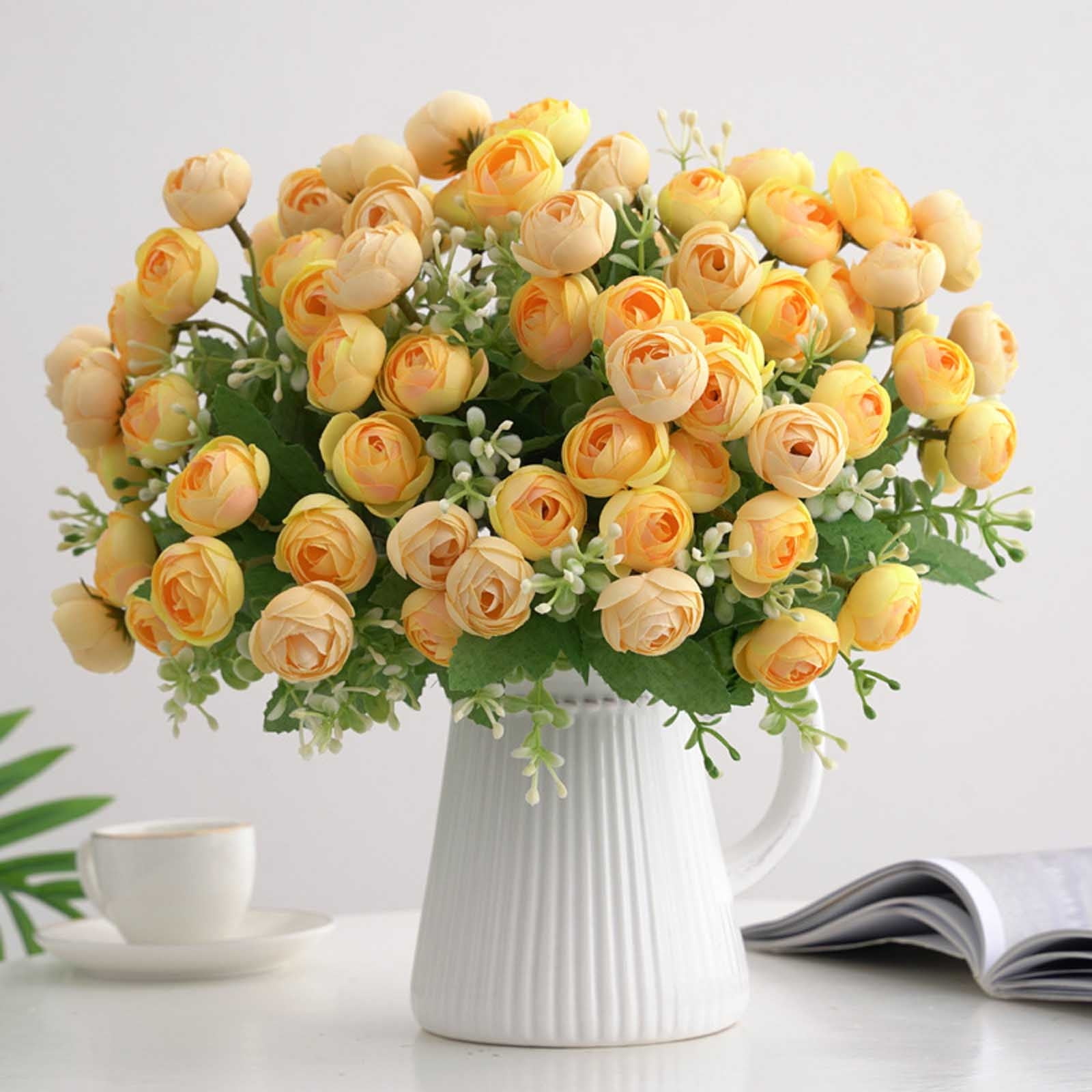 Artificial Silk Wedding Bouquet, Fake Flowers Valentines Decor, 12-Stem ...