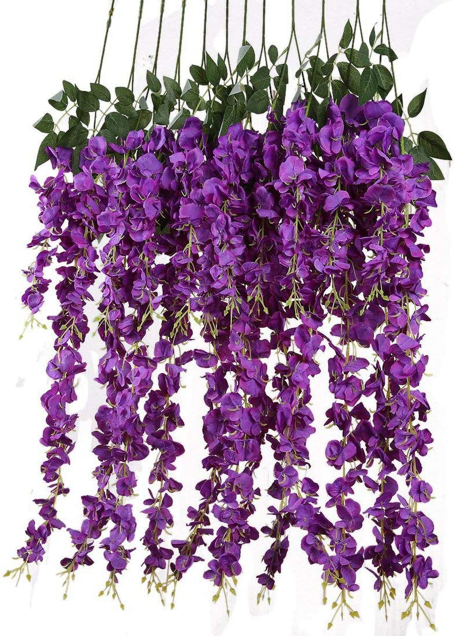 Artificial Silk Wisteria Vine Rattan Garland Fake Hanging Flower ...