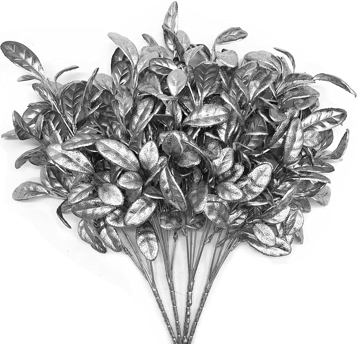 Artificial Silver Plants for Christmas Decor, Plastic Grass Faux Shrubs ...