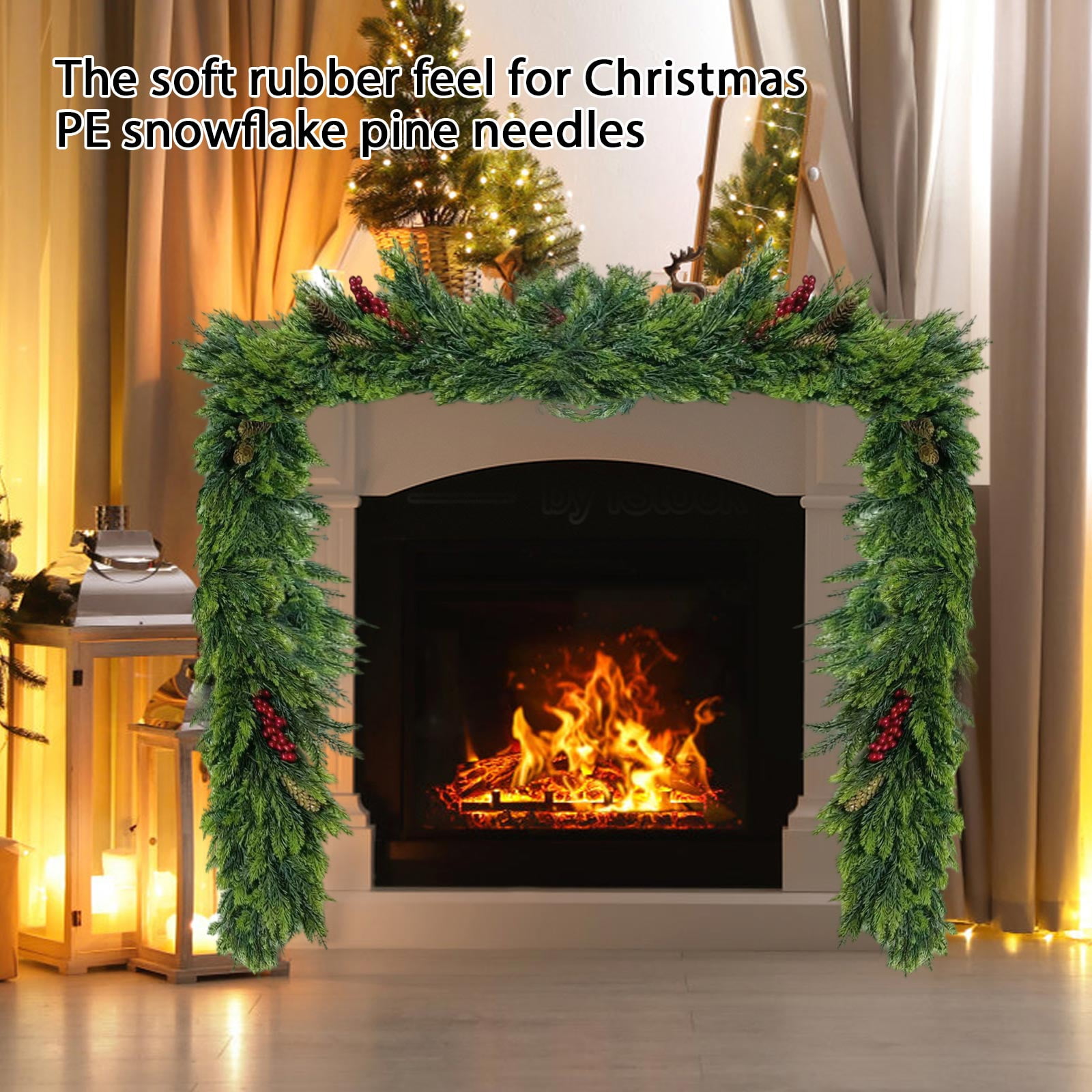 Artificial Simulation Needles and Rattan Christmas Decoration, PE Feel Snowflake Needles for ...