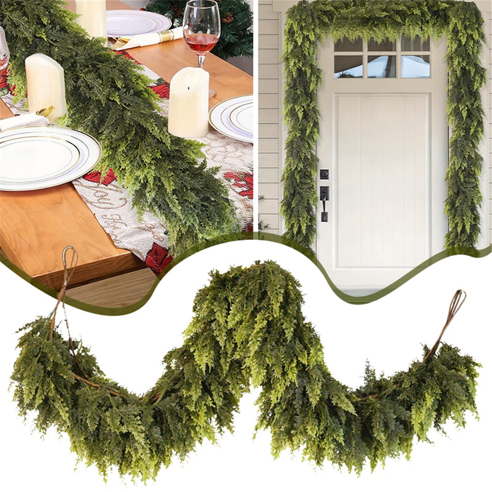 Artificial Simulation Rattan Christmas Garland, Flexible Greenery ...