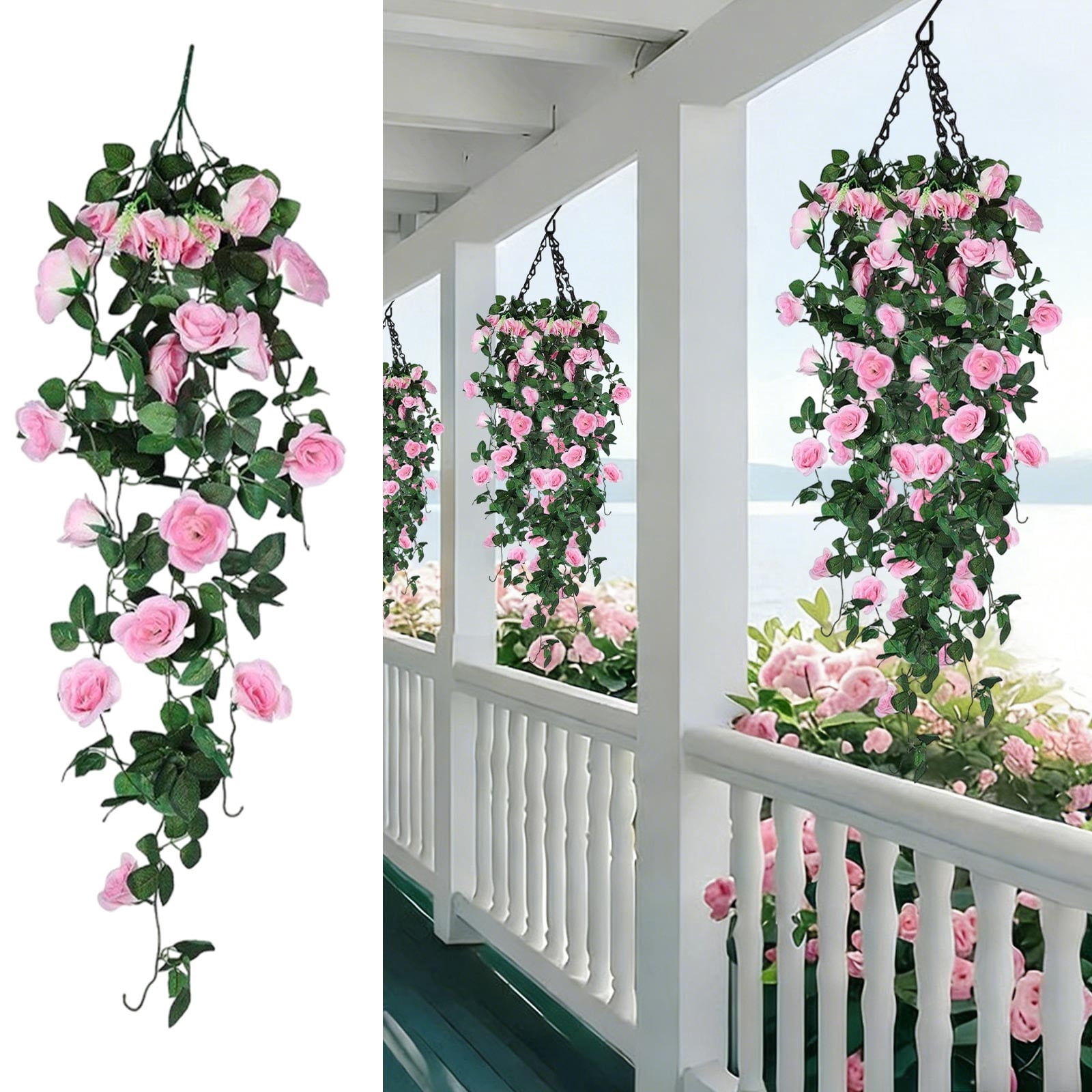 Artificial Simulation Rose Vines Wall Mounted 39.37in - Artificial ...