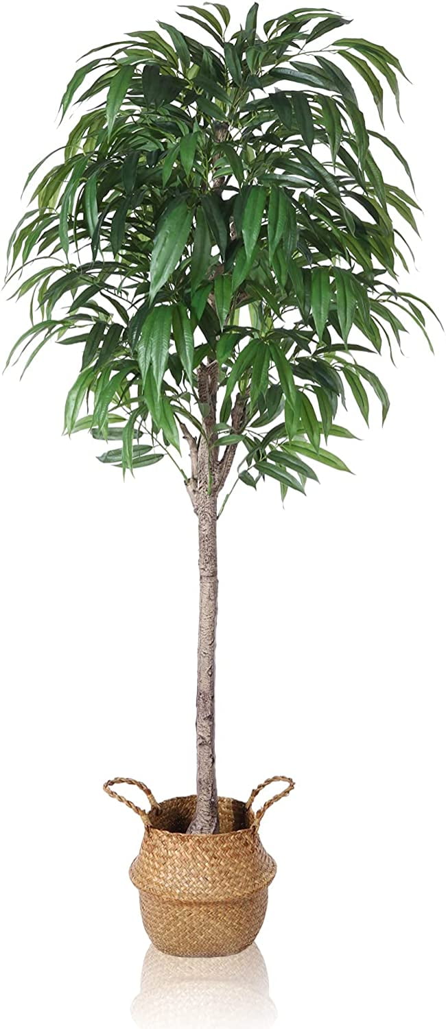 Artificial Slim Mango Tree,Faux Plants Artificial Slim Leaves Plant for ...