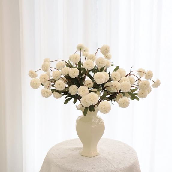 Artificial Small Chrysanthemum Balls Beige 12 Count With Stems For DIY ...