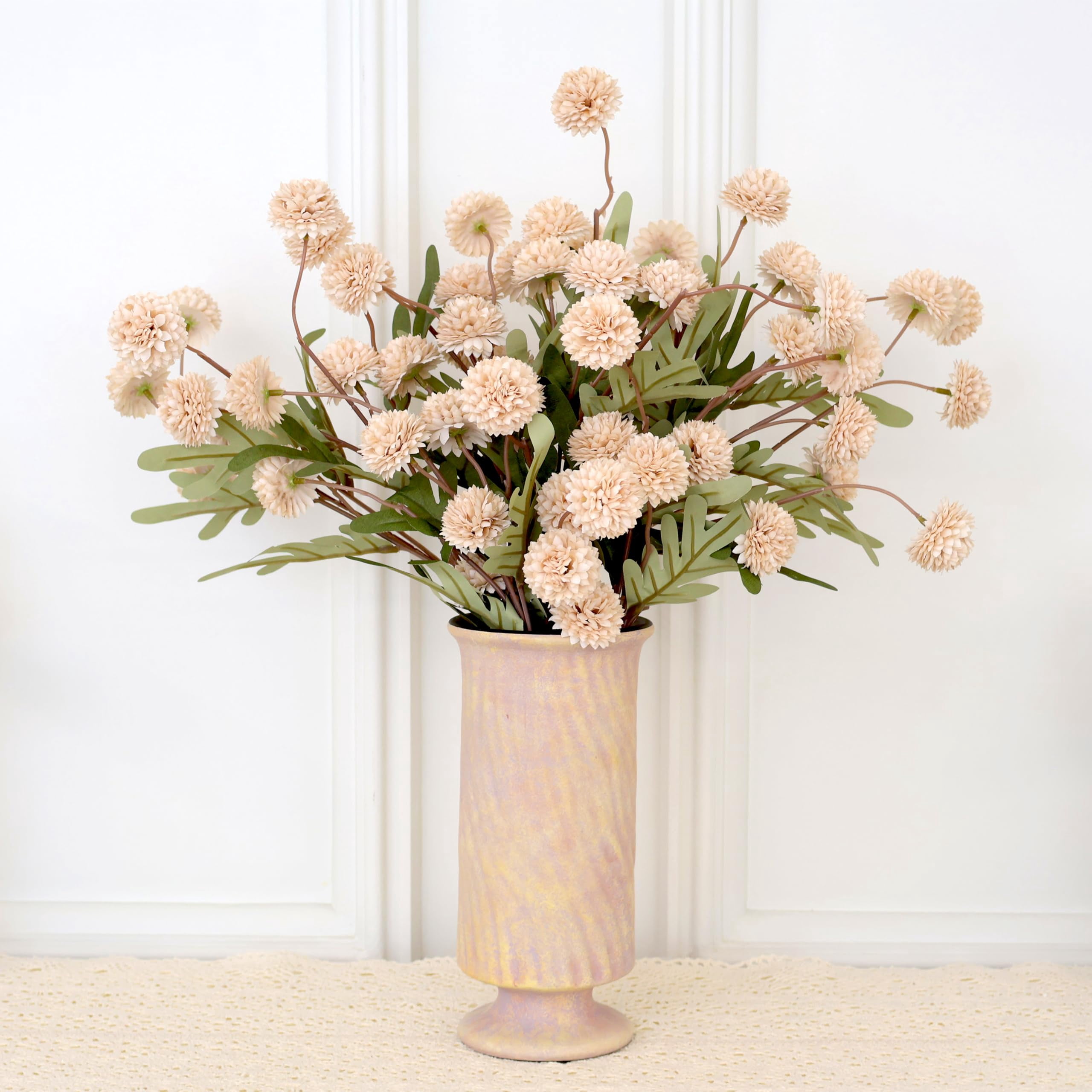 Artificial Small Chrysanthemum Balls Champagne Color Faux Silk Mini ...