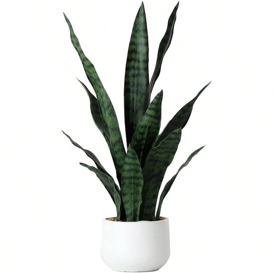 Artificial Snake Plant 22 Inch Fake Sansevieria Fake Agave Potted ...
