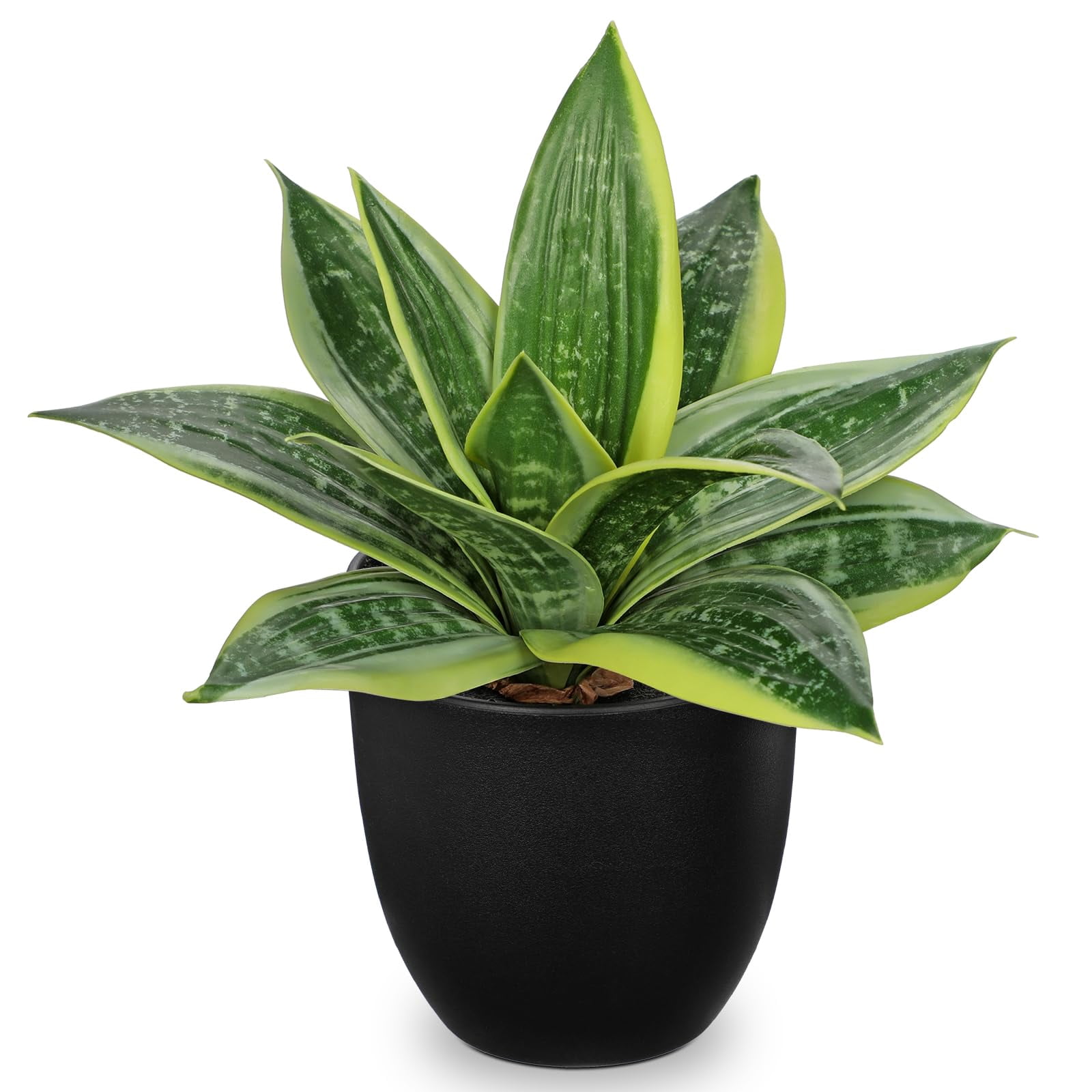 Artificial Snake Plants 9" Faux Agave Succulent Green #3-black Pot ...