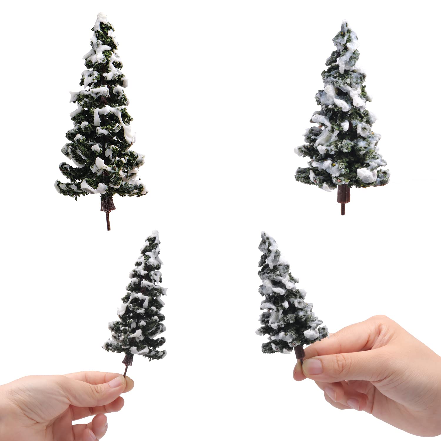 Artificial Snow Flocked Spruce Miniature Trees - for DIY Model Railway ...